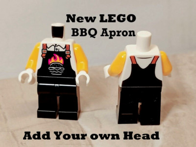 New LEGO BBQ Apron Figure Torso Legs Add Your Head Dad Costume FLAME IS ...
