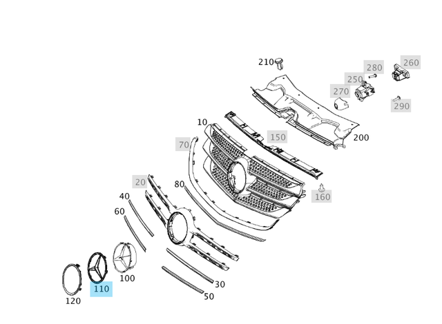 Genuine Mercedes-Benz C W204 E W207 Front Grille Badge Emblem ...