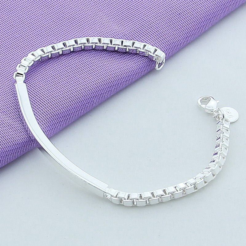 New 925 Sterling Silver Box Chain Bracelets Women Girls Ladies Fashion ...
