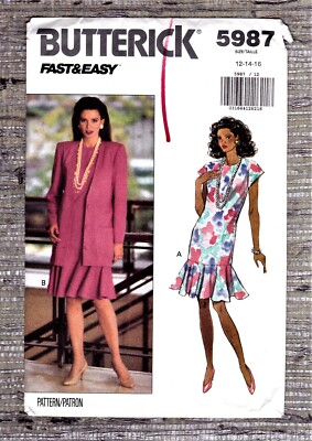BUTTERICK MISSES'S PETITE JACKET & DRESS SIZE (12-14-16) #5987 (571) | eBay