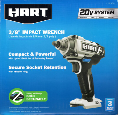 HART HPIW50 20-VOLT 20V CORDLESS 3/8" IMPACT WRENCH 230 FT/LB (BARE ...