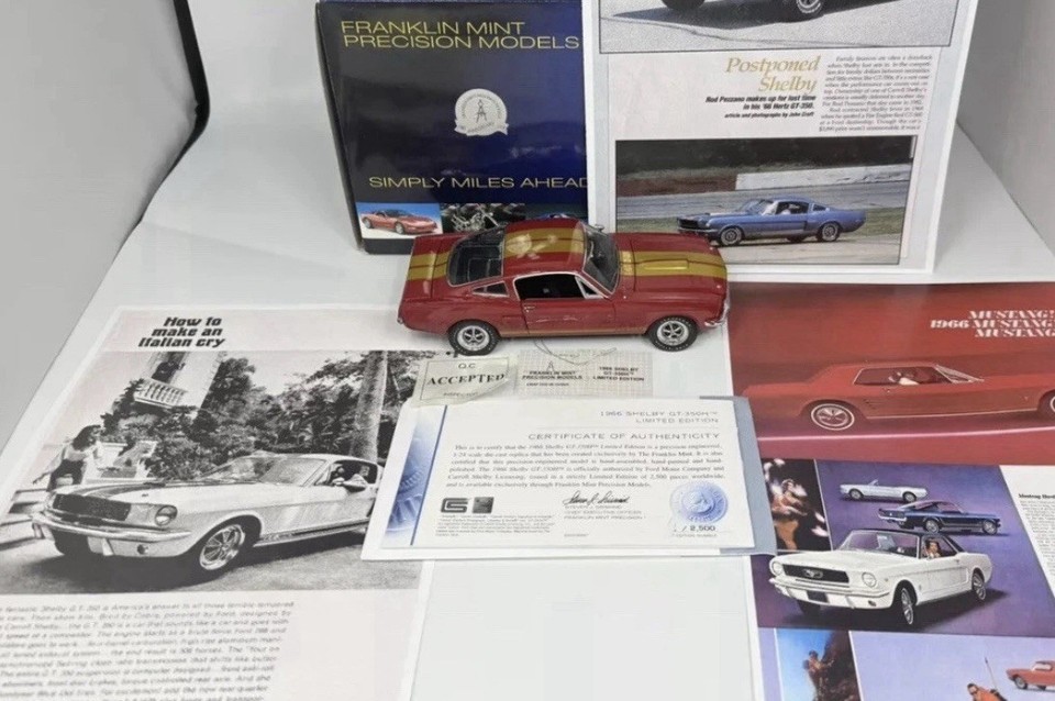 Franklin Mint 1966 Shelby Mustang GT350H Red Gold RARE LE 1:24 Complete ...