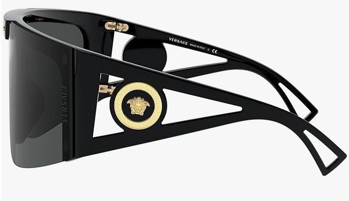 Versace VE 4393 GB1/87 Black Plastic Shield Sunglasses Grey Lens | eBay
