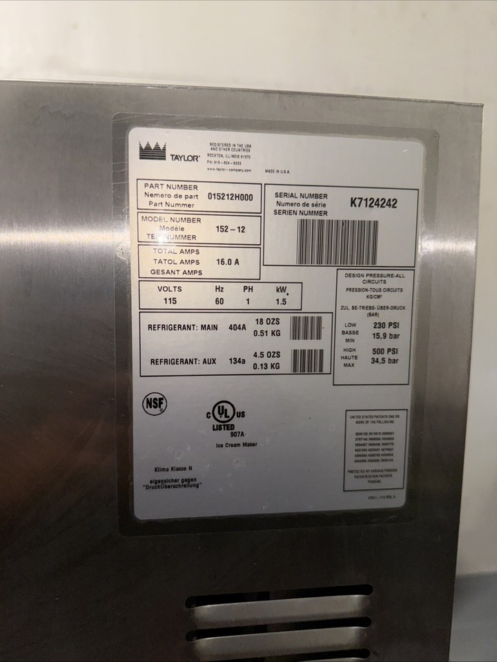 Taylor C152-12 Ice Cream Machine 2007 – Resealed & Super Clean – 1PH ...