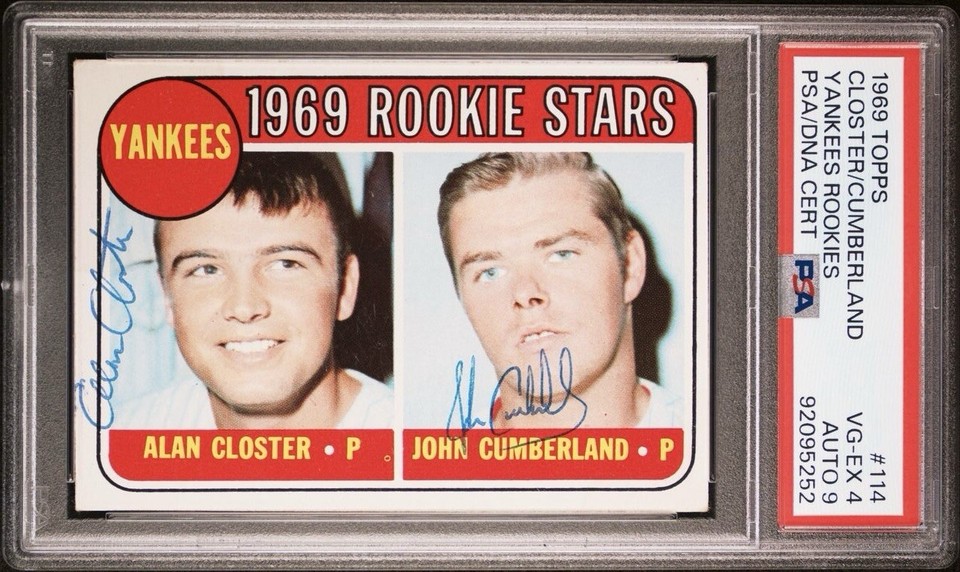 1969 Topps #114 Alan Closter & John CumberlandRC Auto PSA/DNA PSA 4 ...