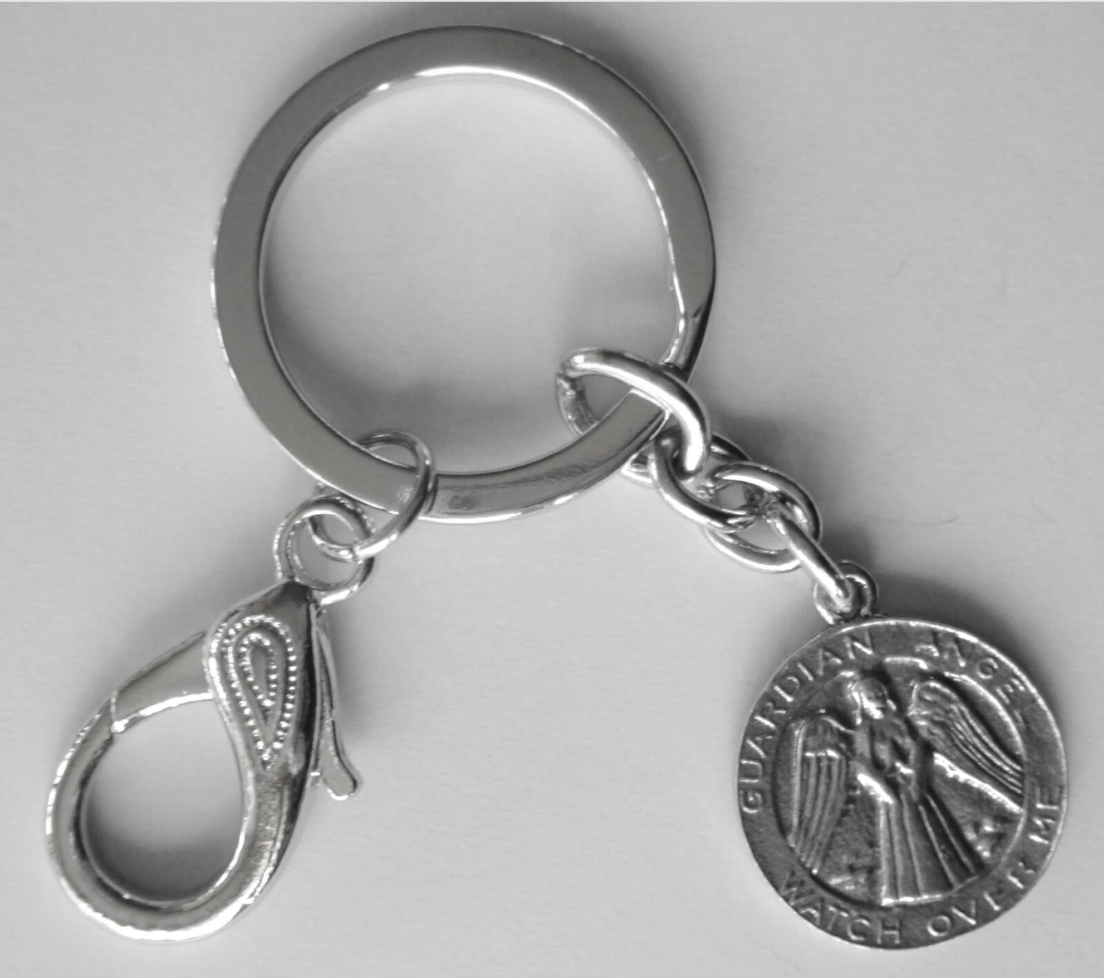 Keyring #101 Pewter GUARDIAN ANGEL PROTECTION MEDALLION (22mm) Keychain ...