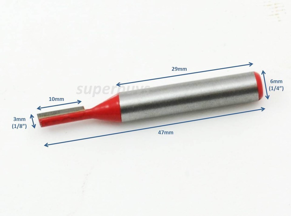 1/4 x 1/8” Straight Router Bit 3mm Wood Carver Cutter Woodwork Inlay ...