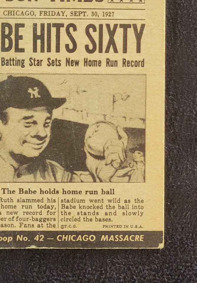 TOPPS 1954 BABE RUTH SET RECORD #41 NEW YORK YANKEES MLB BASEBALL ...