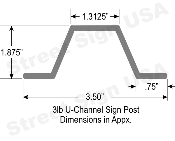 8' GALVANIZED U CHANNEL SIGN POST SUPER DUTY 3LB PER FOOT FOR STREET ...