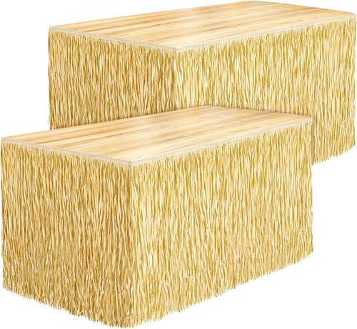 Fovths 2 Packs Luau Grass Table Skirt Fringe Straw 108 x 30 | eBay