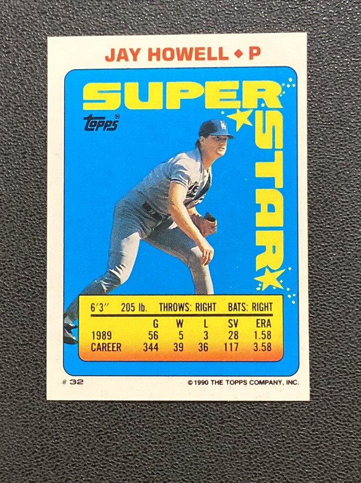 1990 Topps Super Star Sticker Back Cards Jay Howell Rafael Ramirez Jose ...