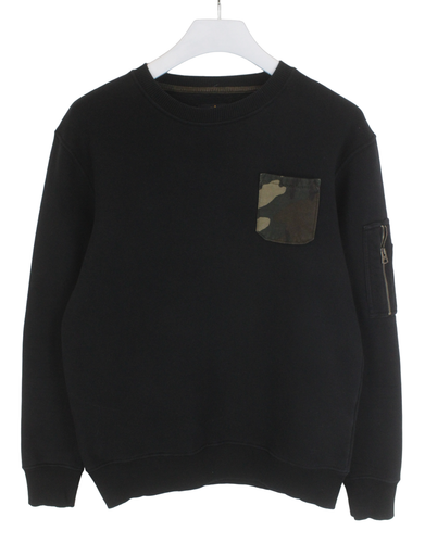 ALPHA INDUSTRIES Sweatshirt Homme MEDIUM Pullover Col Rond Poches Noir ...