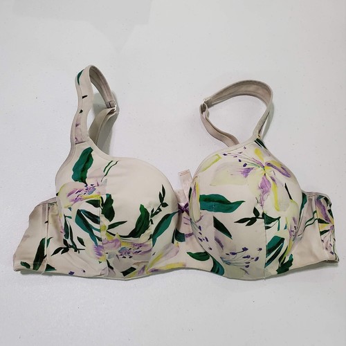 Cacique Women Bra 40C White Floral Smooth Balconette Underwire ...