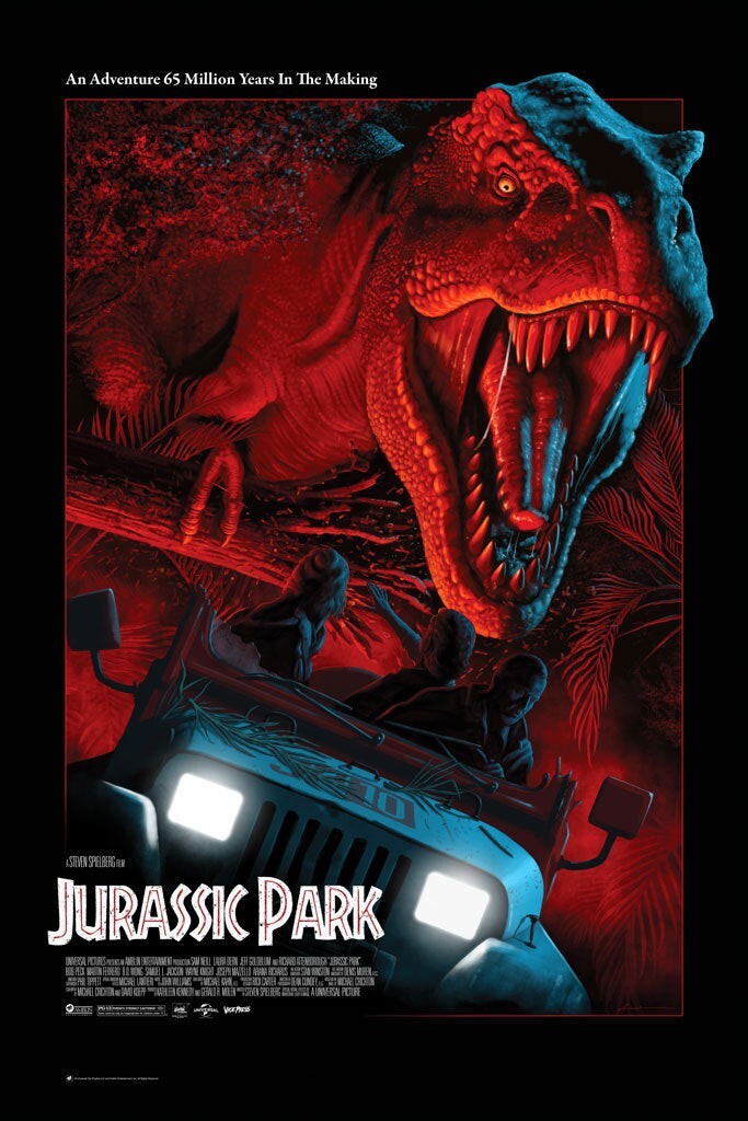 Jurassic Park T-Rex Universal Studios Movie Poster Lithograph Print ...
