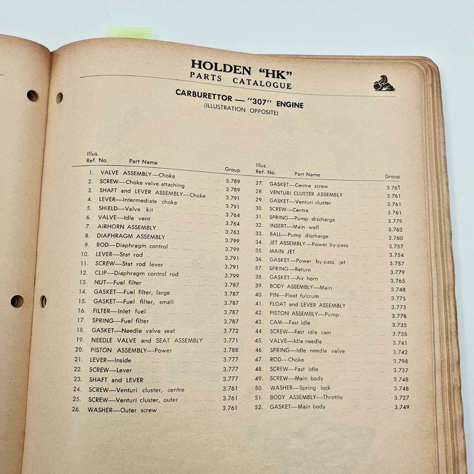 Holden HT HK 307 Engine Valve Kit Valve Assembly Carburettor Idle Vent ...