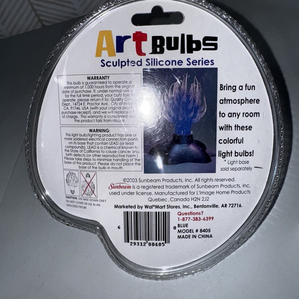 Vtg Blue Spiky Silicone Art Light Bulb Sun Beam Sealed Holiday Decor ...