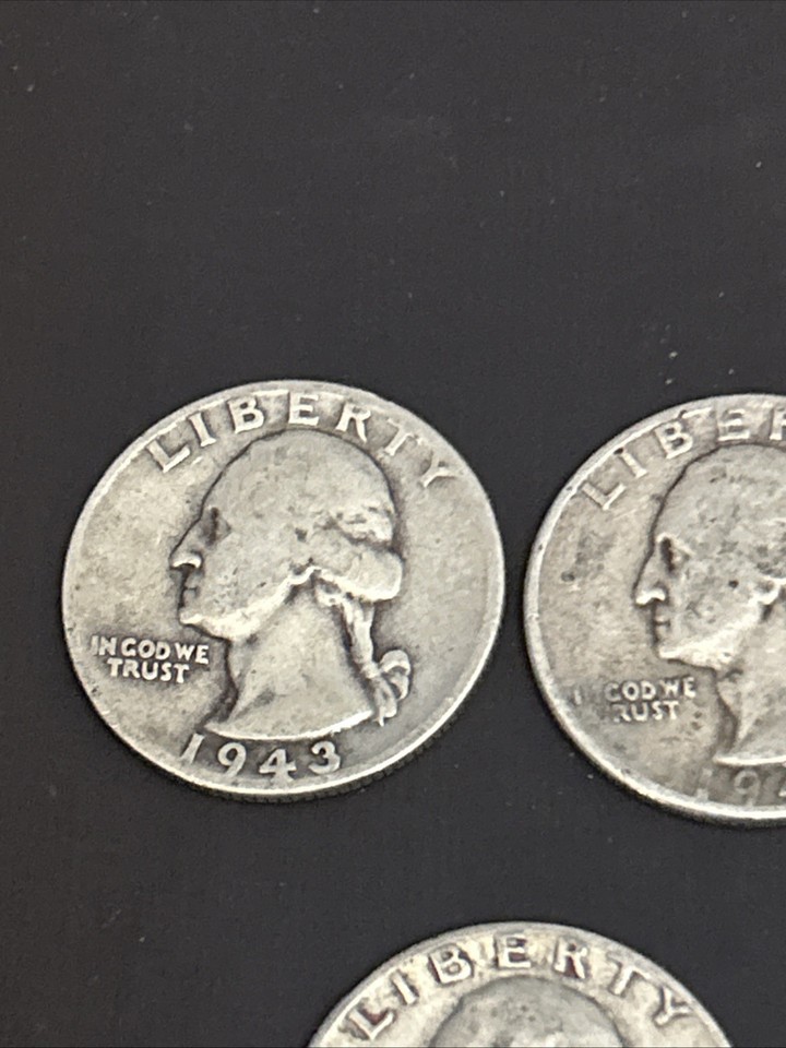 90% SILVER WASHINGTON QUARTERS LOT OF 9 COINS 40'S - 64 MIXED DATES AND ...