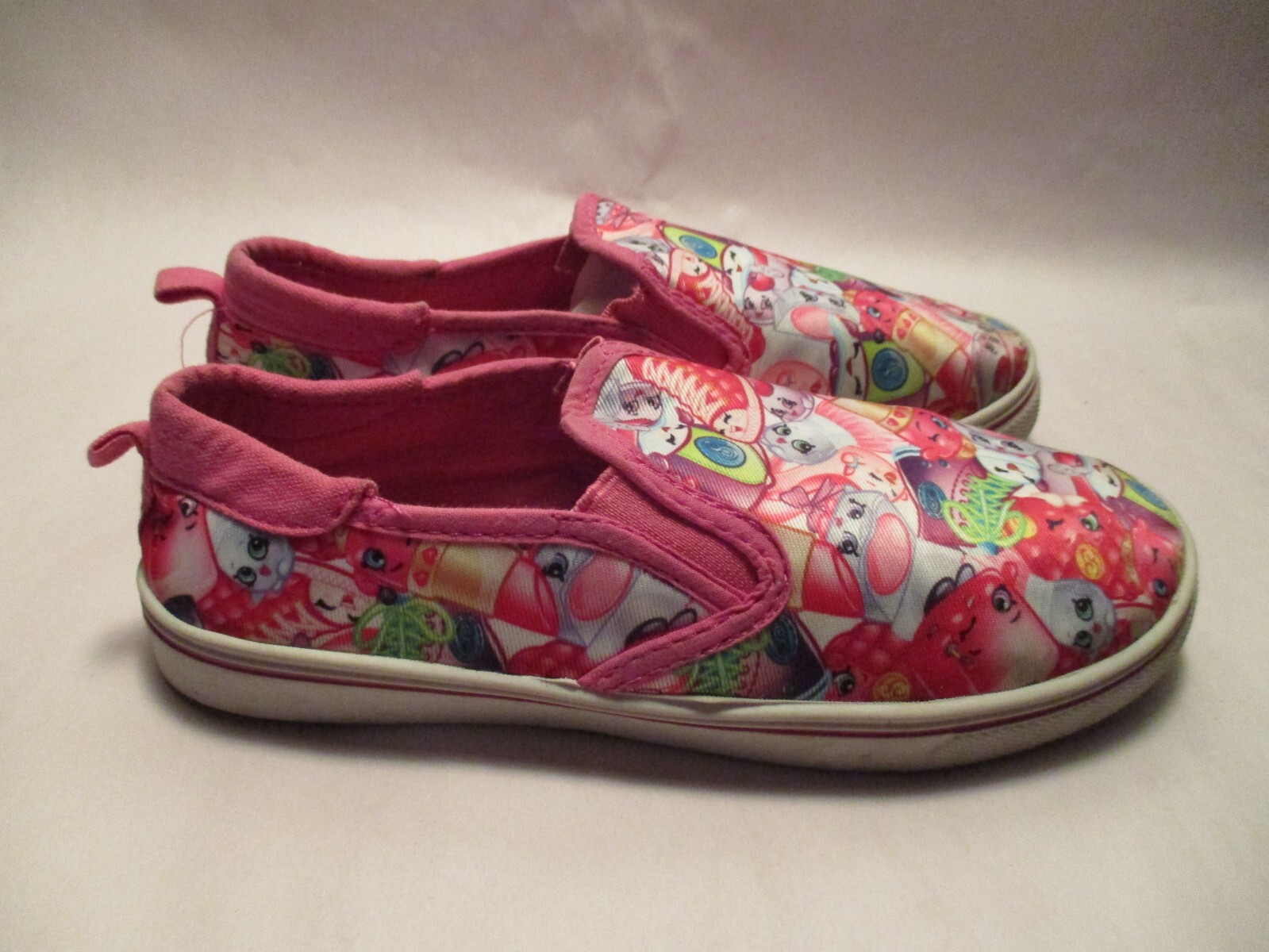 Shopkins Girls Youth size 3 Pink "Shopkins"Print of Kitties etc.Slip on ...