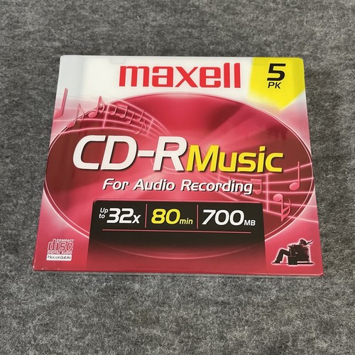 Maxell CD-R Music For Audio Recording Up To 32x 80 Min 700mb 5 Pk ...