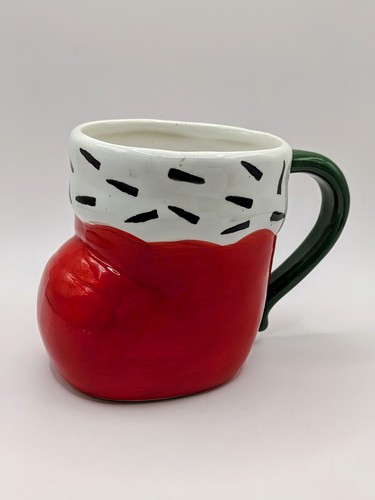 Holiday Home Christmas Santa Boot Mug 4" Holiday Decor Crazing READ | eBay