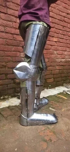 Full Medieval Knight Leg Armor with Sabatons Reenactment Costume Armour ...