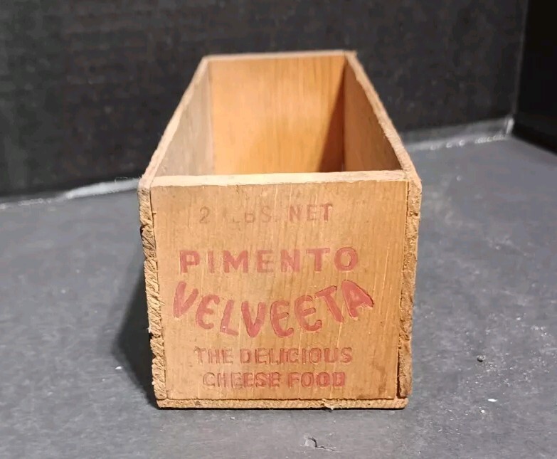 Old Wooden Velveeta Cheese Box w/Red Writing 2lb Food Pimento Kraft | eBay