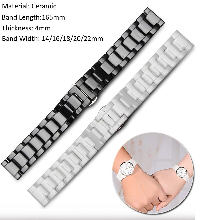 Butterfky Buckle Ceramic Watch Band 20mm 22mm 14mm 16mm Ceramics Strap ...
