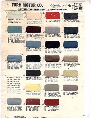 1966 FORD MUSTANG FAIRLANE GALAXIE GT MERCURY MONTEREY LINCOLN PAINT ...