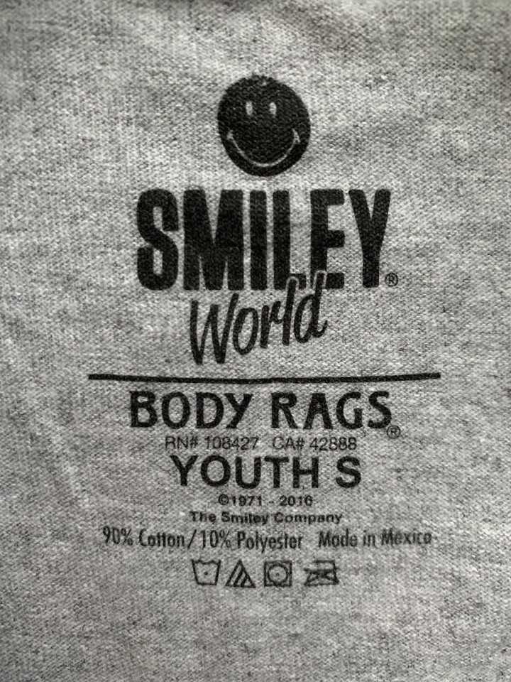 Smiley World Body Rags Kids Graphic Tshirt~Grey~S~NWT | eBay