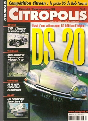 CITROPOLIS 35 CITROEN DS 20 1973 TYPE H BOB NEYRET 42 AVENUE DES CHAMPS ...