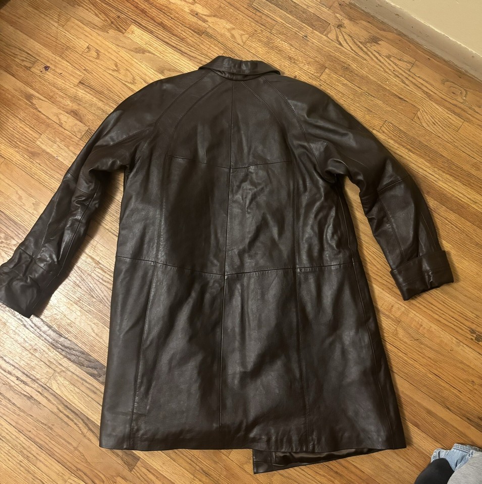 Excelled Collection Coat Jacket Women's L Brown Leather Mid Length | eBay