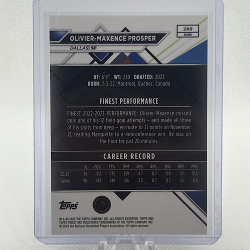 2023-24 Topps Finest Rare Red Refractor /5 RC Olivier-Maxence Prosper ...