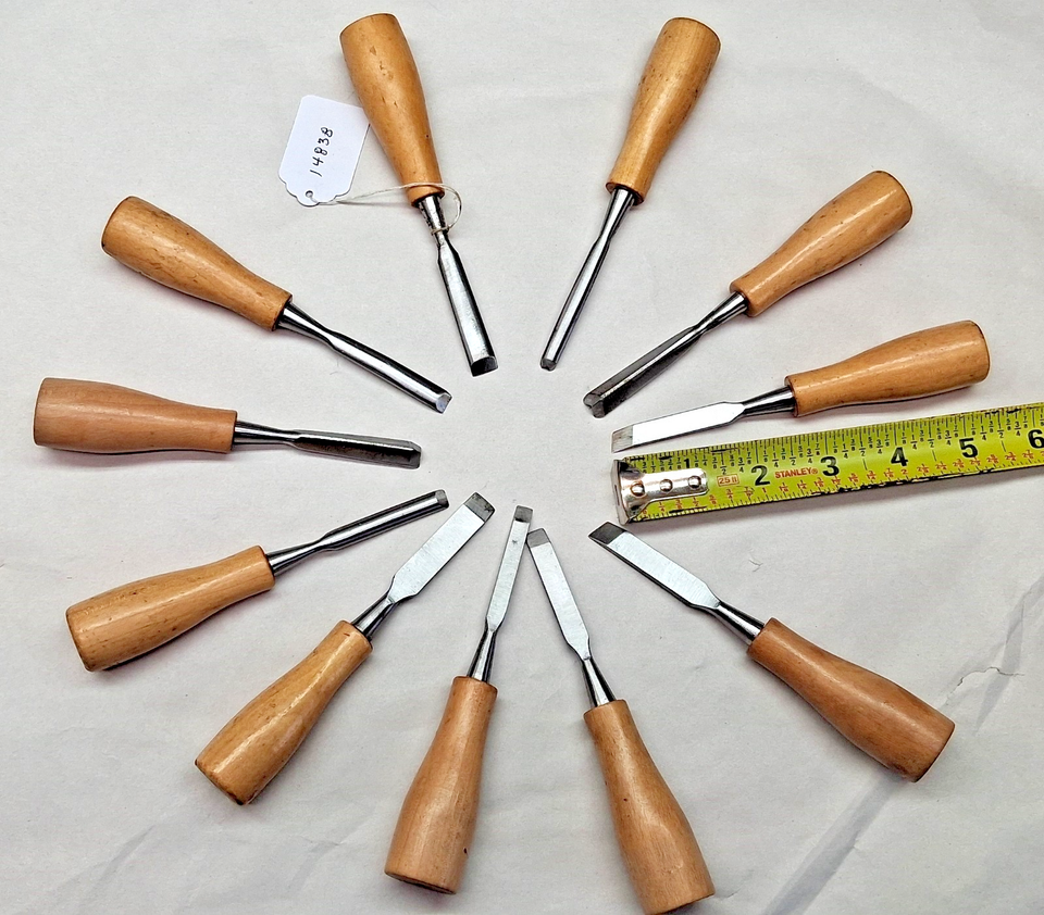 Wood Carving Chisels, Lot of 11 sharp chisels, in Box, all are ready ...