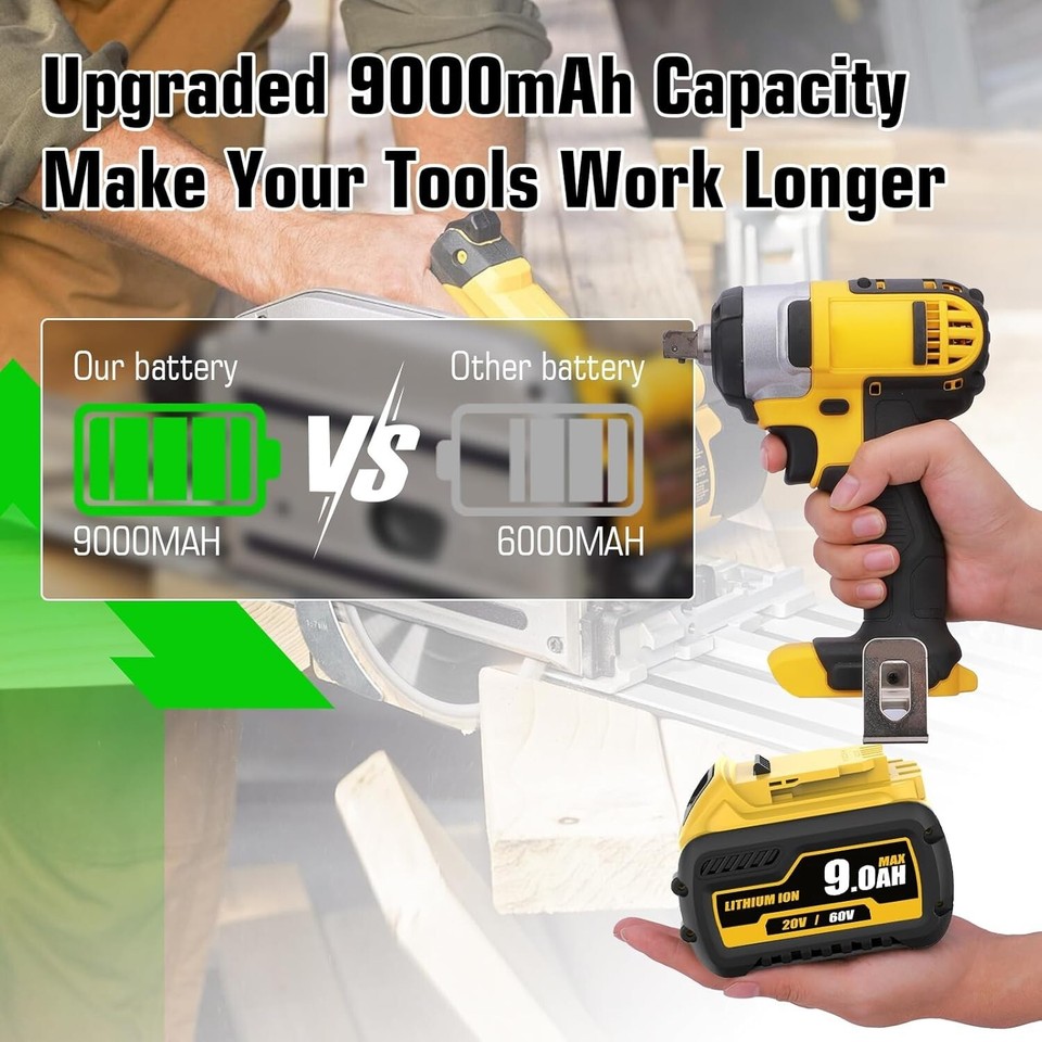 2Pack 9.0Ah for DeWalt FLEXVOLT 20V/60V MAX Battery Lithium-ion DCB609 ...