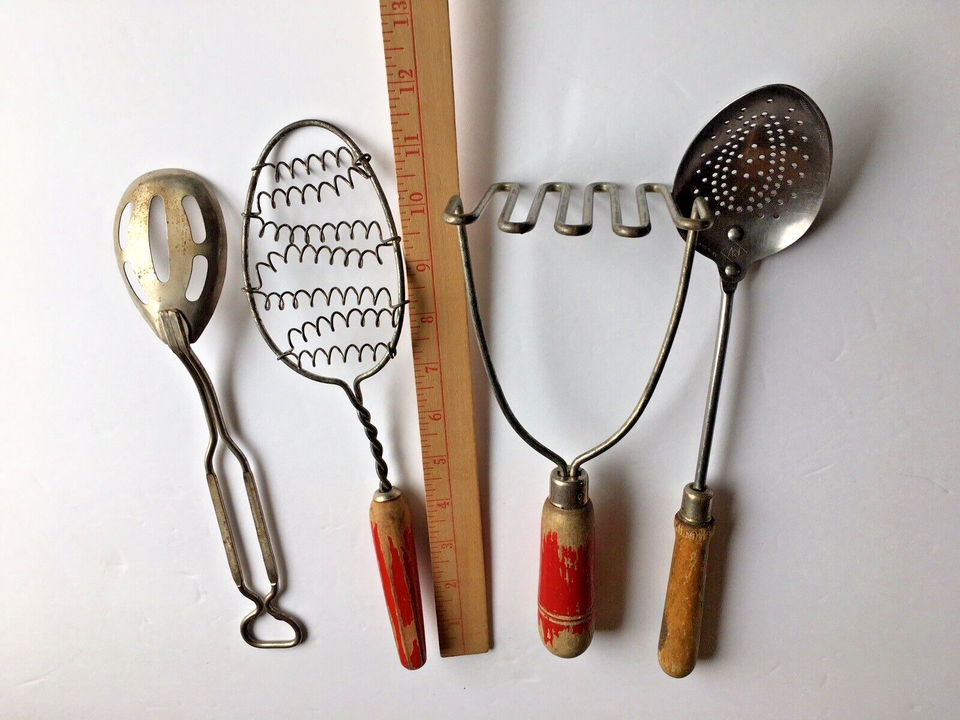 Lot of 4 - Vintage/Antique Kitchen Tools Wood Handles Country Farmhouse ...