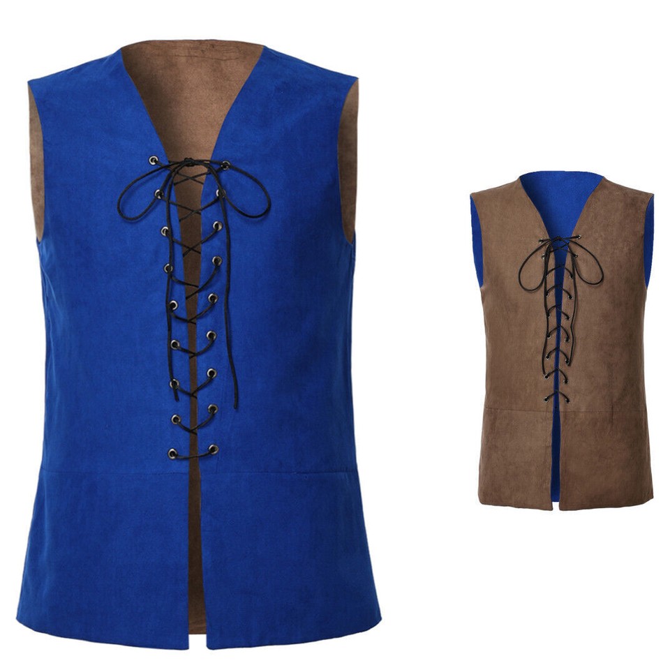 Mens Medieval Waistcoat Renaissance Reversible Vest Vikings Pirate Vest ...