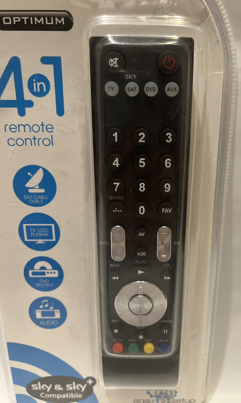 Optimum 4 in 1 TV Sky SAT DVD AUX Remote Control for sale online | eBay UK