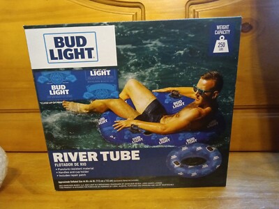 Bud Light Inflatable Swim Tube w/ Cup Holder Adult (250lb) Pools Rivers ...
