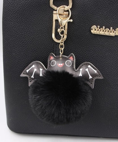 Cute Poof Ball Bat Keychain Black Gothic And Bones | eBay