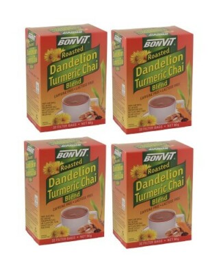 4 x Bonvit Roasted Dandelion Turmeric Chai Blend Tea x 32 Filter Bags ...