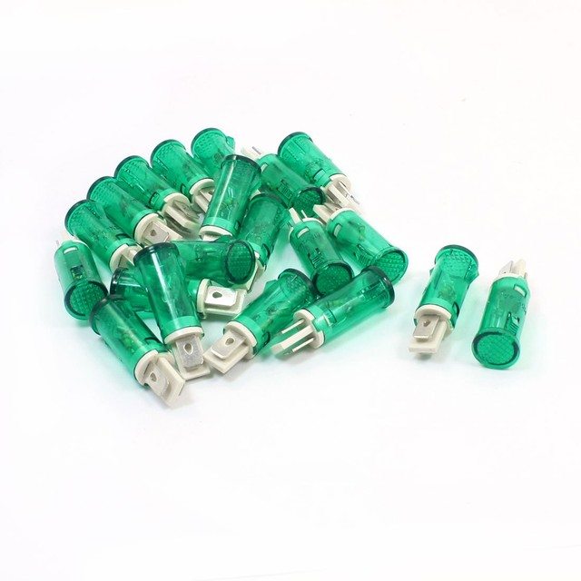 20 Pcs Green Panel Mounting 2 Terminal Neon Indicator Lights AC 220v ...