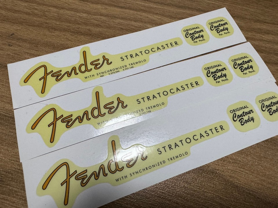 3Pcs Retro FENDER STRATOCASTER Guitar UV Transfer Headstock RAISED ...