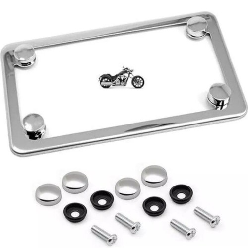 Motorcycle Polished Slim Style Stainless Steel License Plate Frame ...