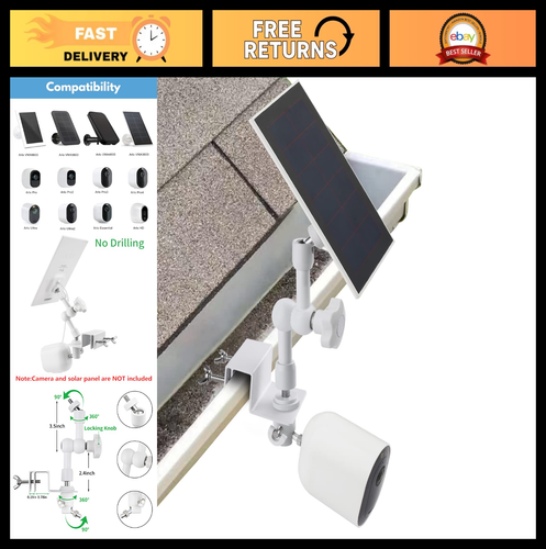 2-in-1 Weatherproof Gutter Mount for Solar Panel & Arlo Security ...