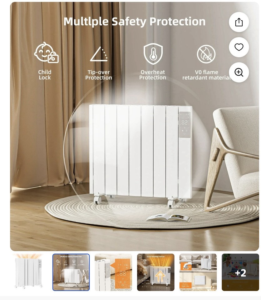 BREEZEHEAT 1500W aluminum space heater Electric Wall/Freestanding ...