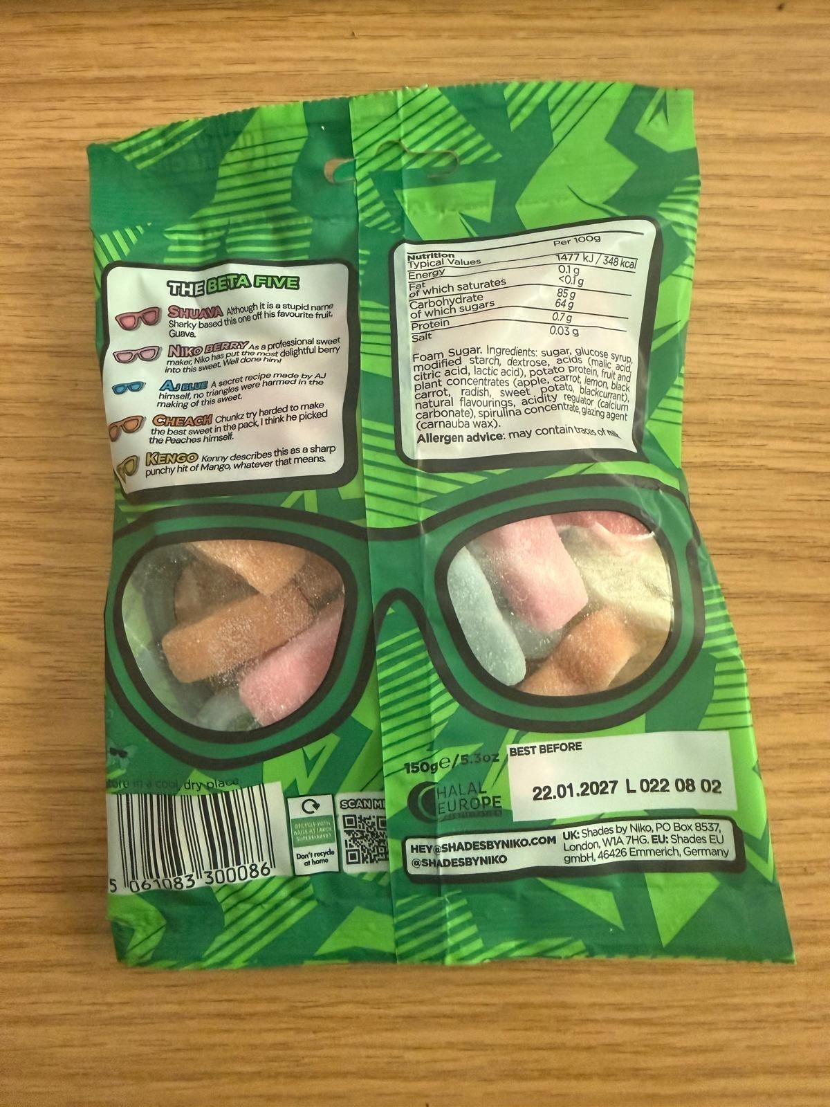 Shades By Niko Beta Five 150g Vegan Gummy Sweets Beta Squad Halal Candy ...