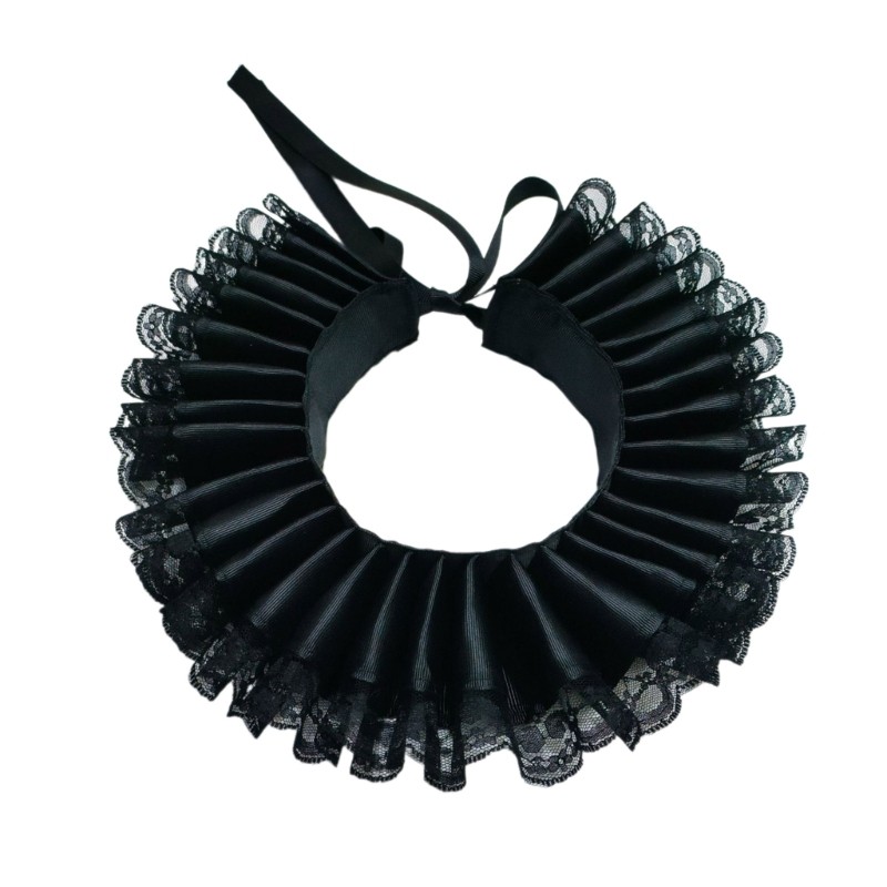 Renaissance Necklace Wrap Elizabethan Lace Trim Ruffle Neck Collar with ...