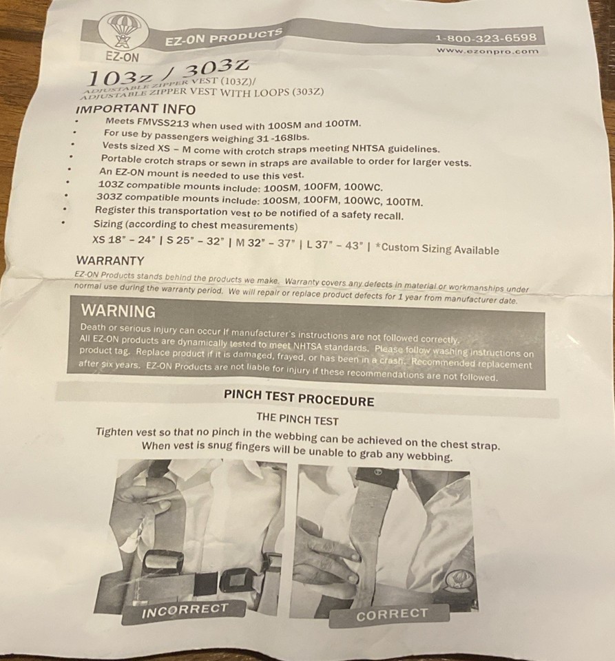 EZ-ON Products Adjustable Zipper Vest Seatbelt Loops School Bus Van ...