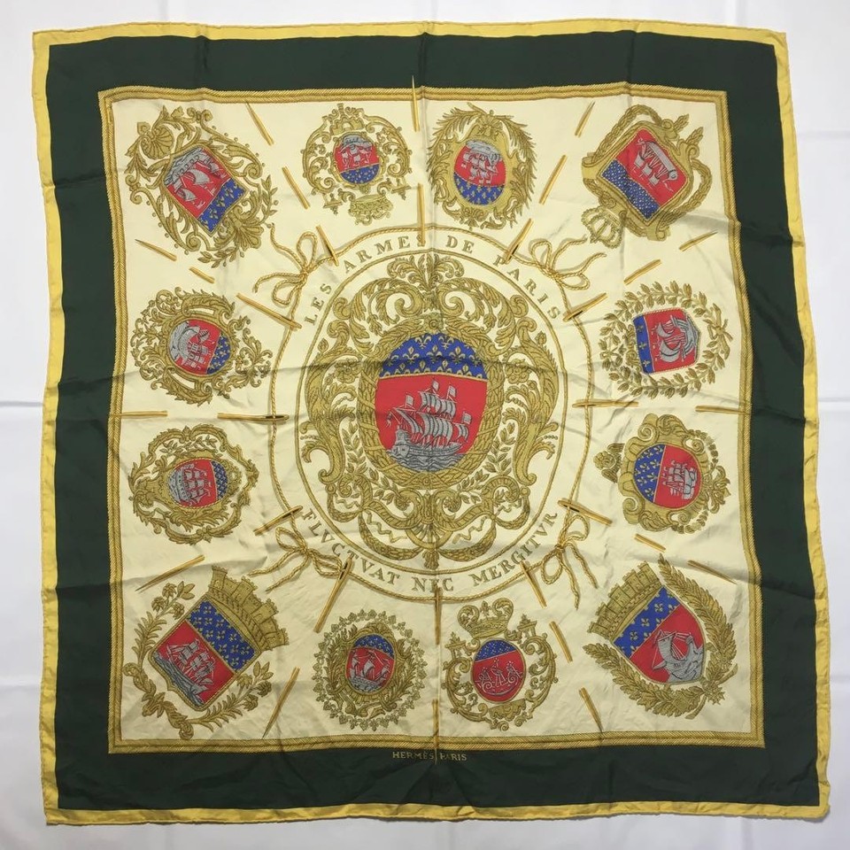 Hermes Carre 90 Silk Scarf Yellow Multi Color Authentic Luxury ...