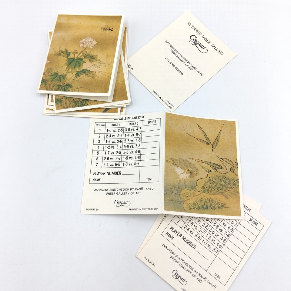 Vgt 12- Caspari Bridge Three Table Tally Cards, Japanese Art, Kano ...